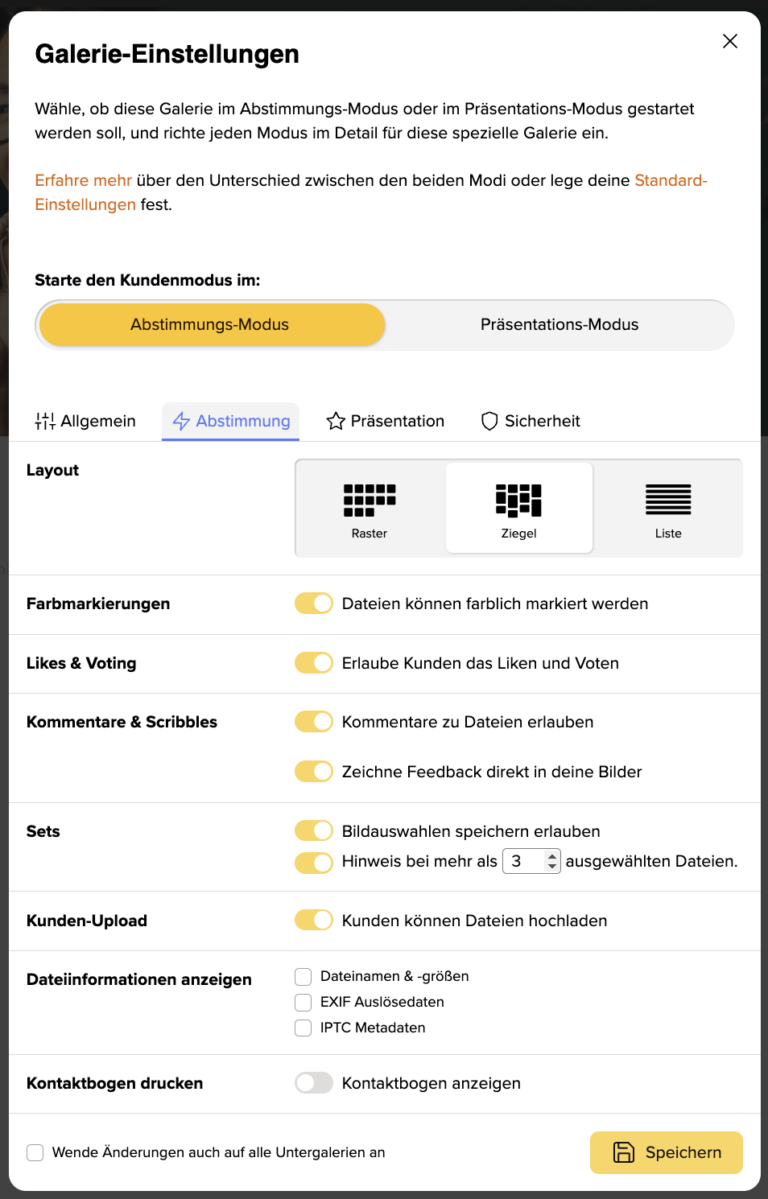 Was unterscheidet die 3 möglichen Galerie-Layouts im Pro-Tarif? | picdrop